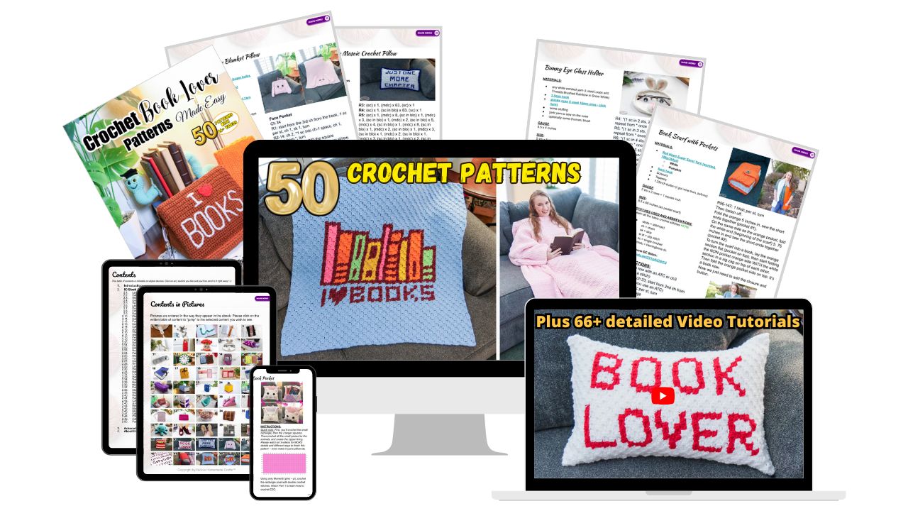 50 Crochet Book Lover Patterns Made Easy - ad-free, with 66+ Videos ...