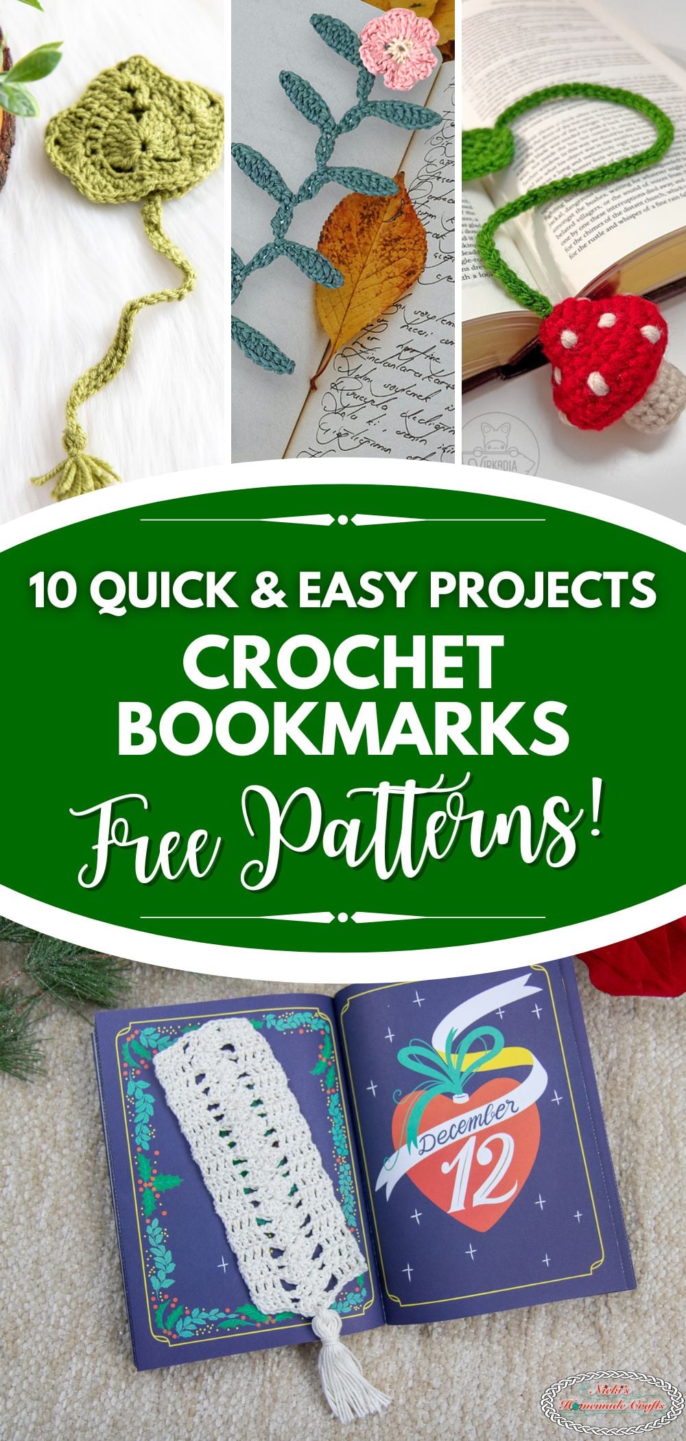 10 Free Crochet Bookmark Patterns - Nicki's Homemade Crafts