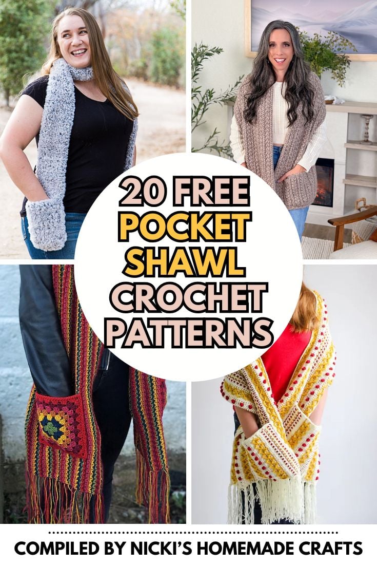 20 Free Cozy Crochet Pocket Shawl Patterns - Nicki's Homemade Crafts