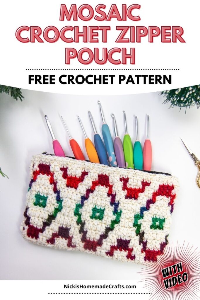 Free Mosaic Crochet Zipper Pouch Pattern - Nicki's Homemade Crafts